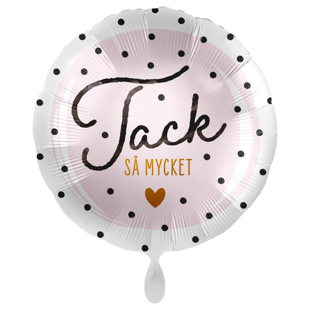 Tack Så Mycket Ilmapallo Valkoinen/Vaaleanpinkki - Partyhalli.fi