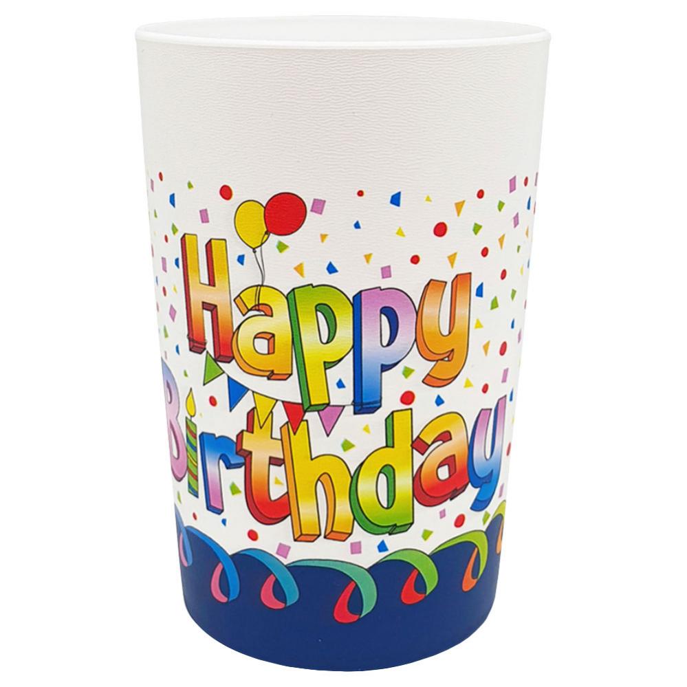 Happy Birthday Multicolor Mukit Uudelleenkäytettävät - Partyhalli.fi