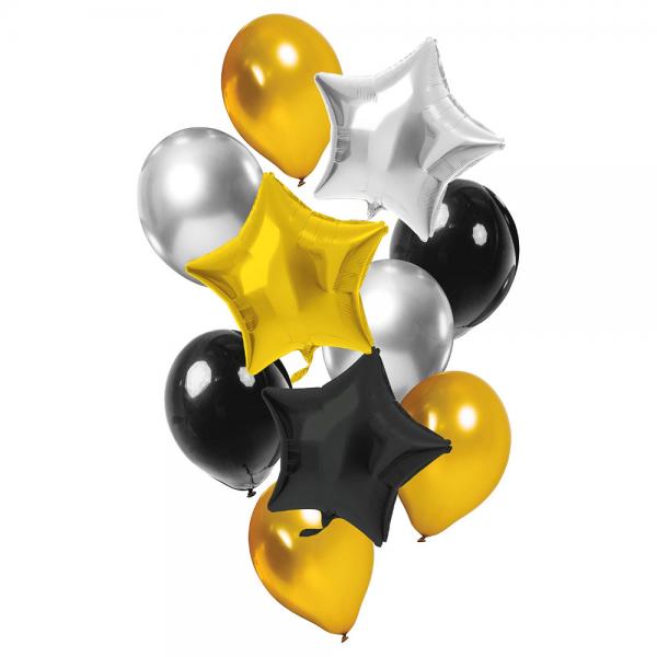 Ilmapallokimppu Musta/Kulta/Hopea Valikoima - Partyhalli.fi