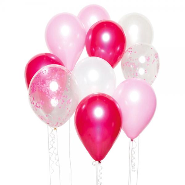 Ilmapallokimppu Setti Valkoinen ja Vaaleanpunainen - Partyhalli.fi