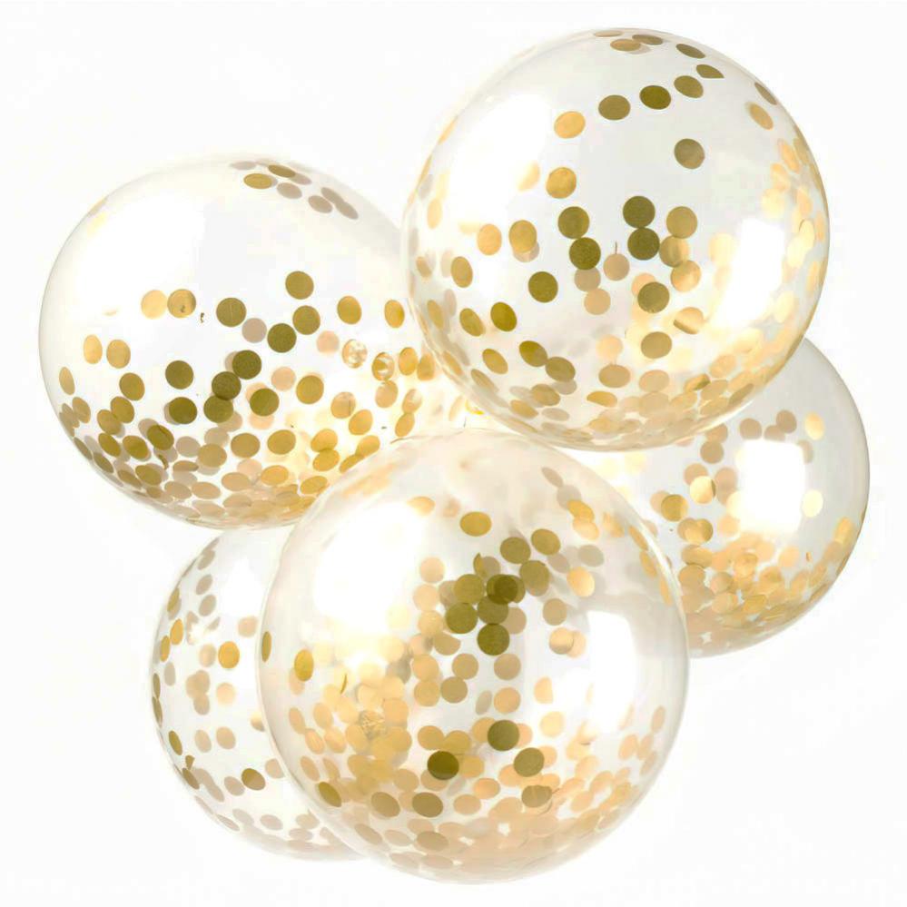 Pilkulliset Konfetti-ilmapallot Kulta - Partyhalli.fi