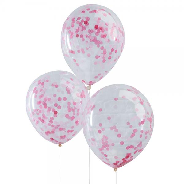 Konfetti Ilmapallo Pinkki 5 kpl - Partyhalli.fi