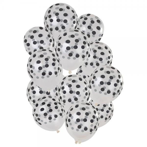 Läpinäkyvät Pilkulliset Ilmapallot Musta - Partyhalli.fi