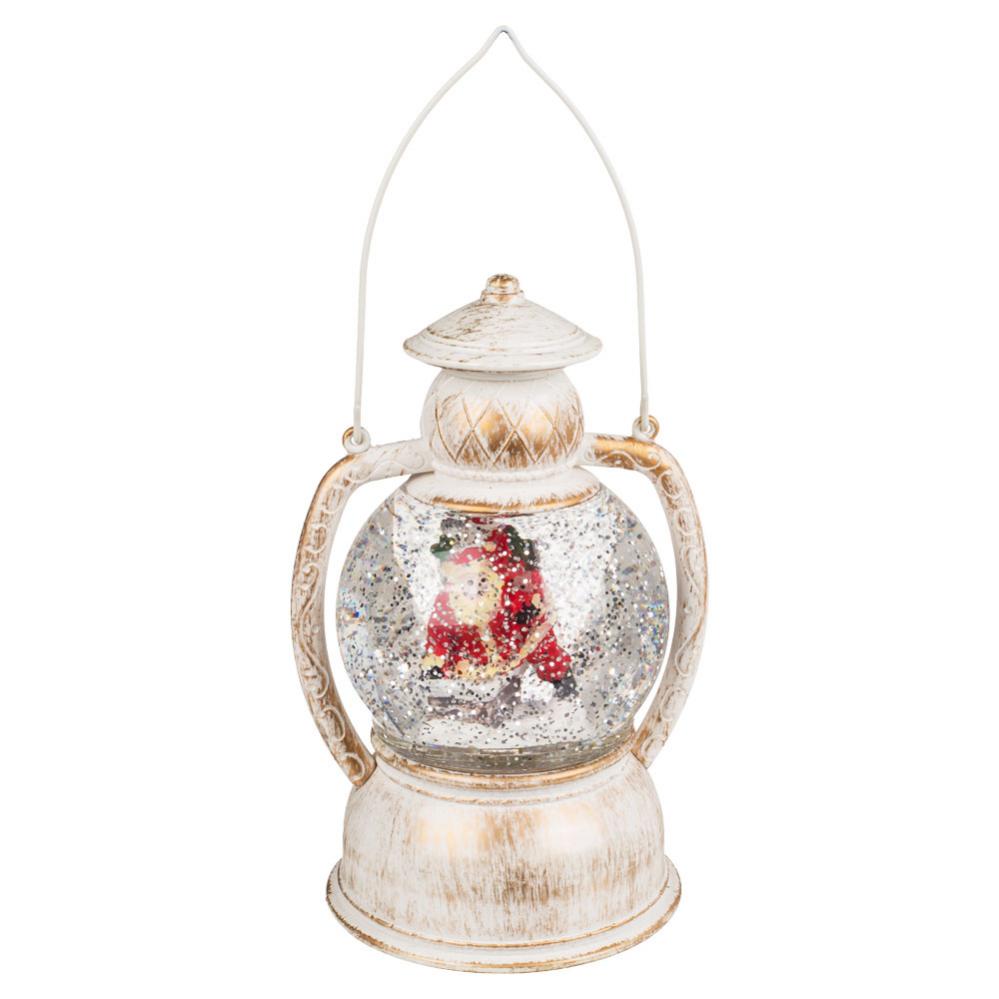 LED Lyhty Lumisadepallo Joulupukki Glitter - Partyhalli.fi