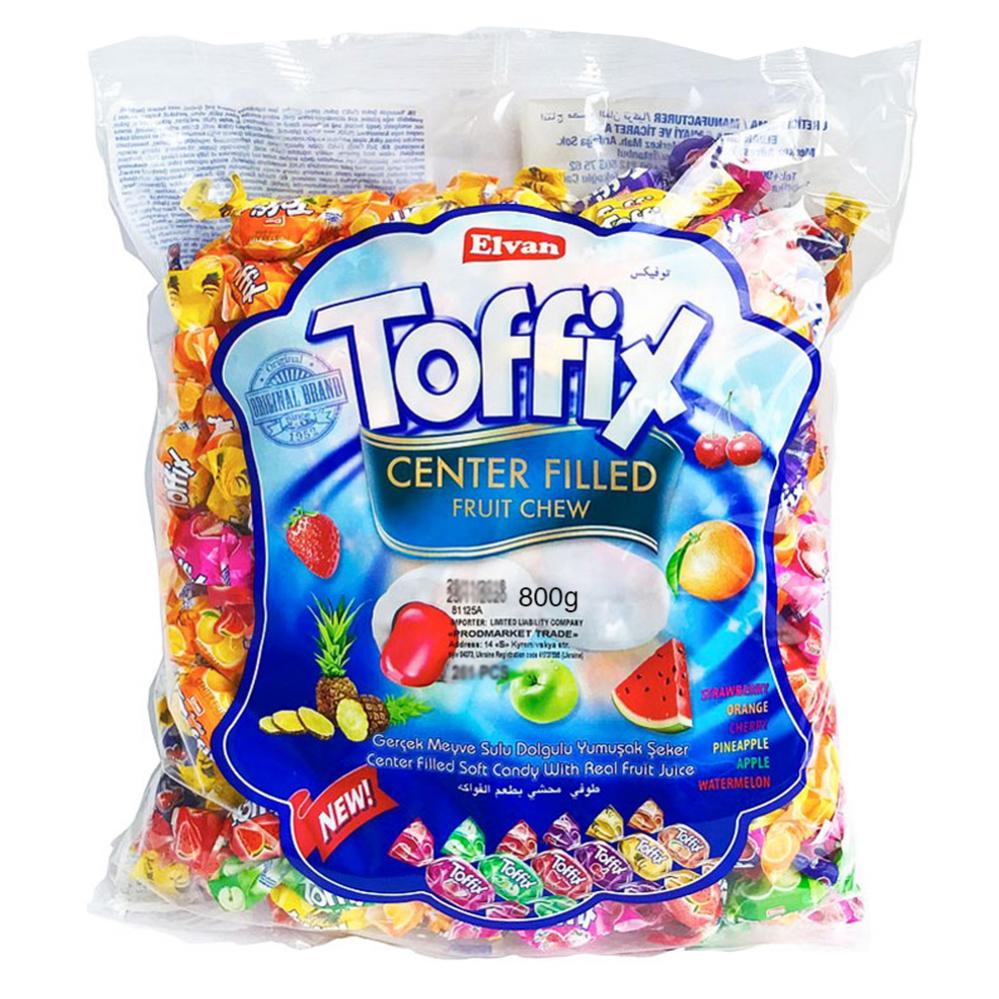 Toffix Center Filled Fruit Chew Hedelmäkarkit 800g - Partyhalli.fi