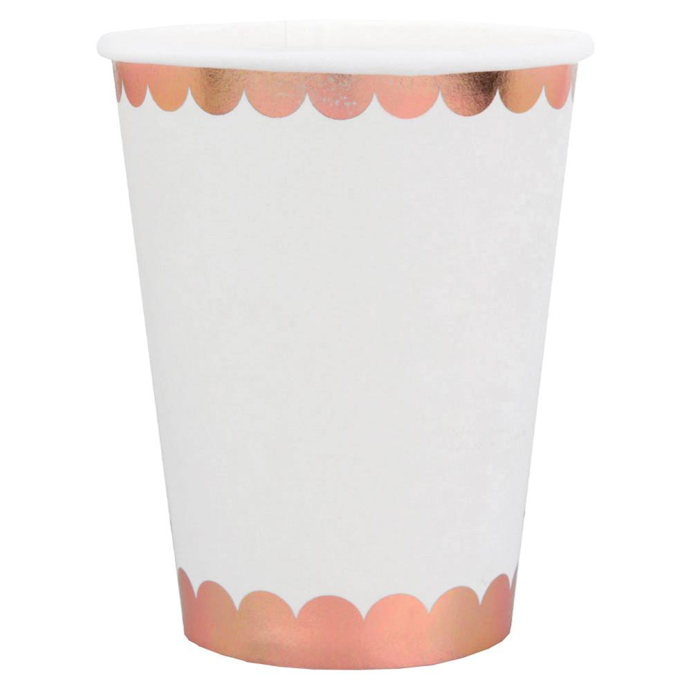 Pahvimukit Scalloped Ruusukulta - Partyhalli.fi