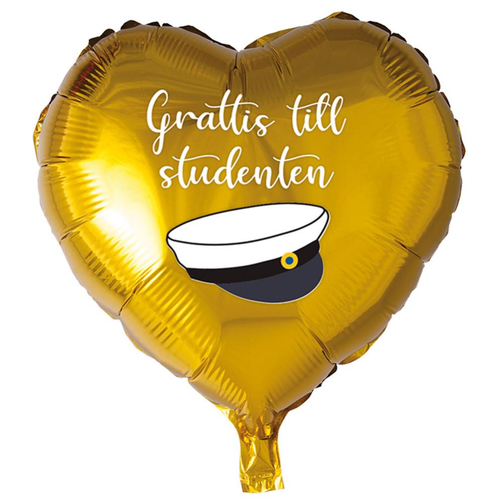 Sydämenmuotoinen Ilmapallo Grattis Till Studenten - Partyhalli.fi