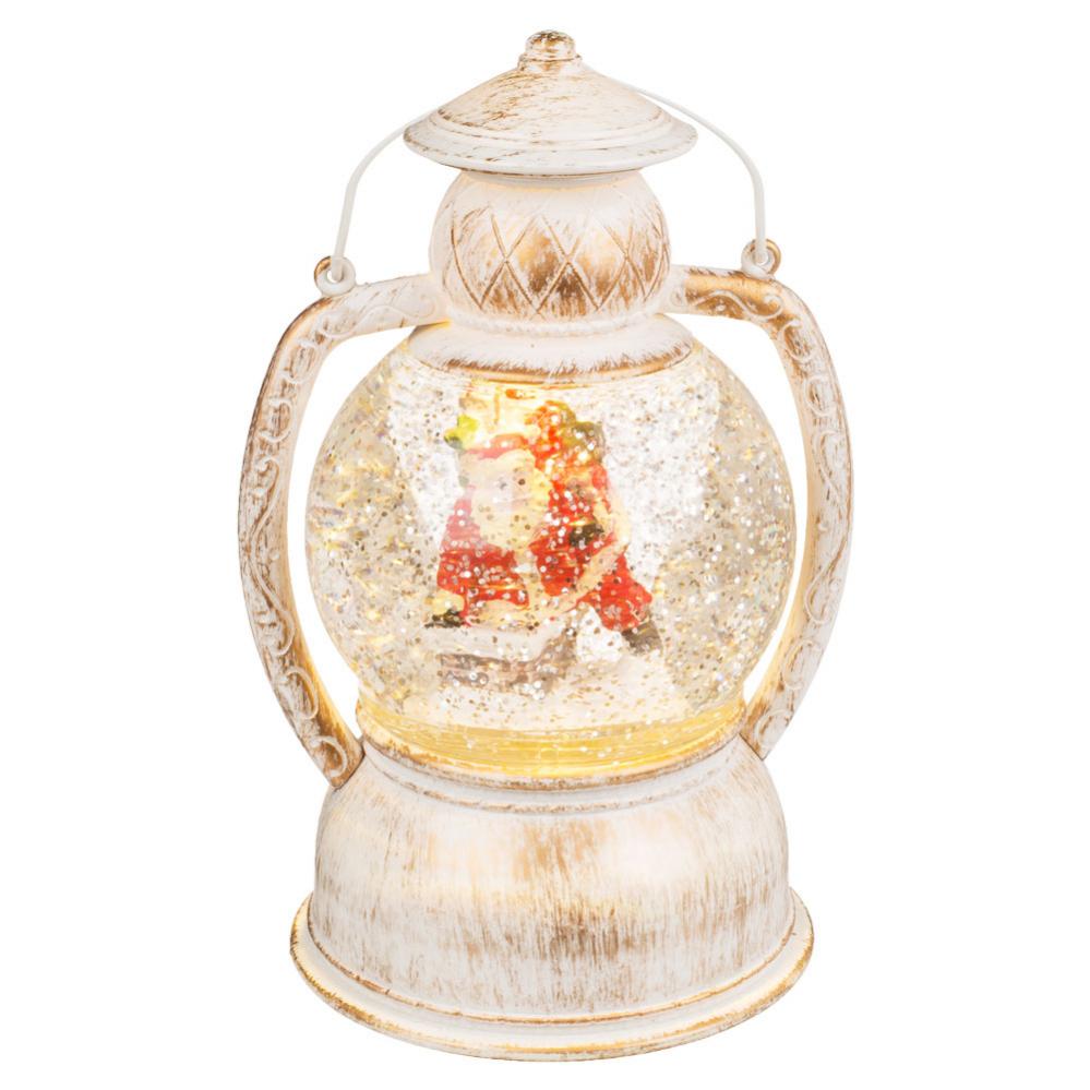 LED Lyhty Lumisadepallo Joulupukki Glitter - Partyhalli.fi