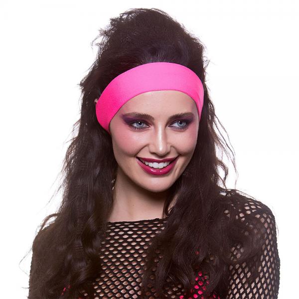 80-luvun Otsapanta Neon Pinkki - Partyhalli.fi