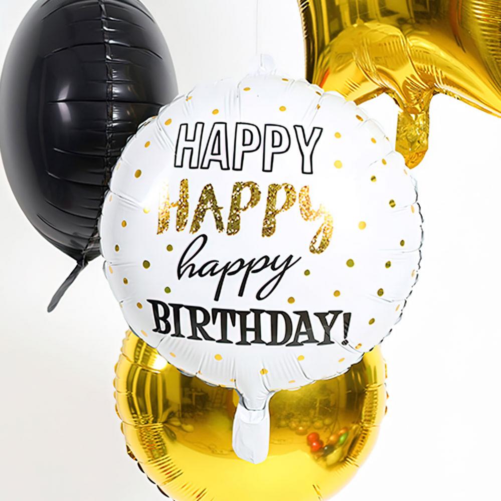Folioilmapallo 3 x Happy Birthday - Partyhalli.fi