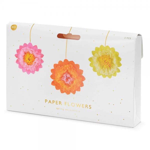 Kukkakoristeet Paperista 3 kpl - Partyhalli.fi
