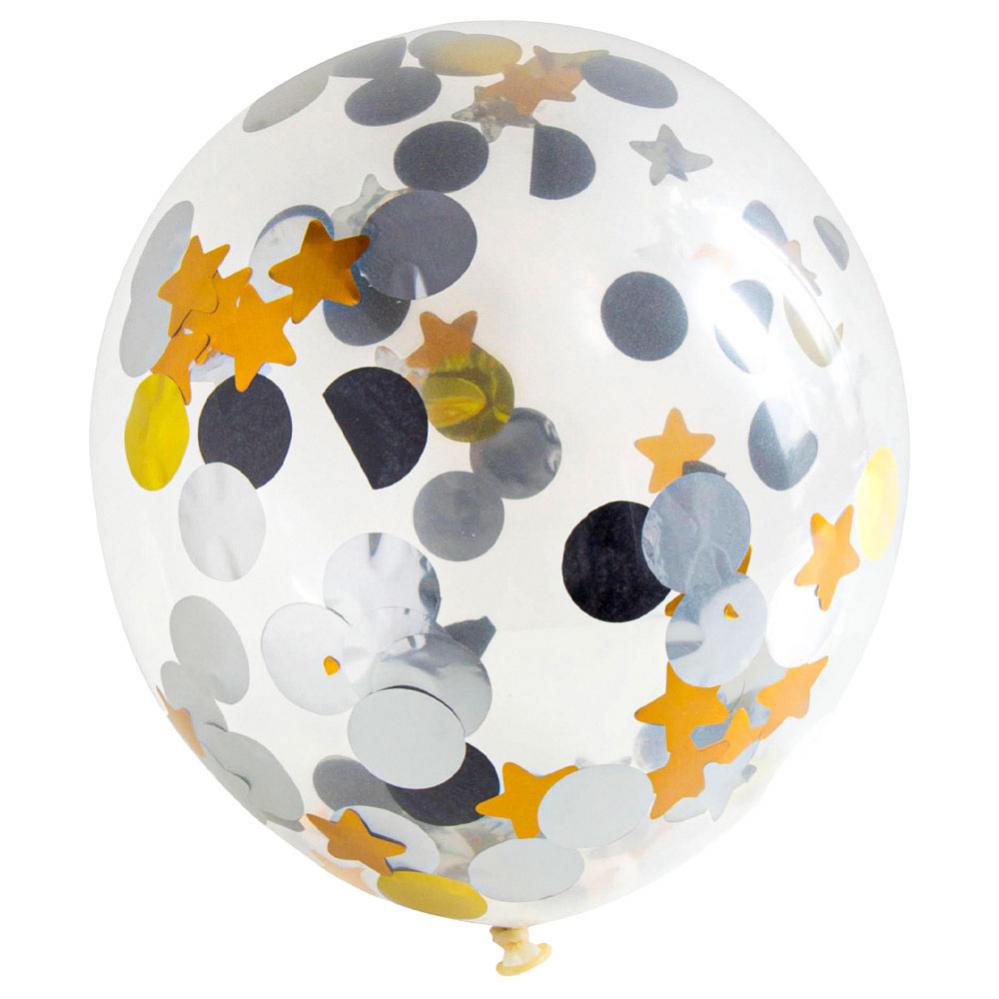 Konfetti-ilmapallot Kulta/Hopea/Musta - Partyhalli.fi