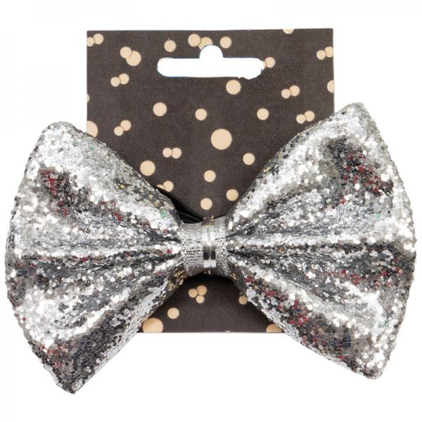 Hopeanvärinen Kimalteleva Rusetti - Partyhalli.fi