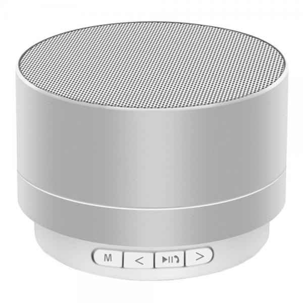 Pyöreä Mini Bluetooth Kaiutin Hopea - Partyhalli.fi