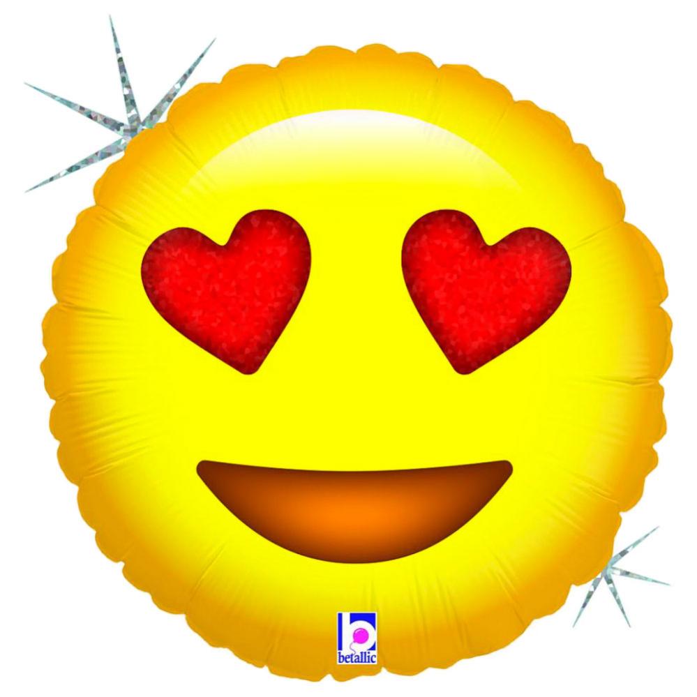 Folioilmapallo Sydänsilmä-emoji - Partyhalli.fi