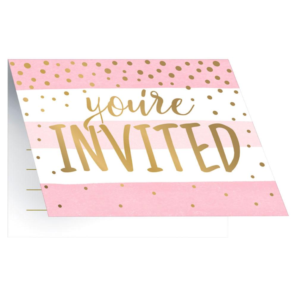 Kutsukortit Kulta ja Vaaleanpinkki - Partyhalli.fi