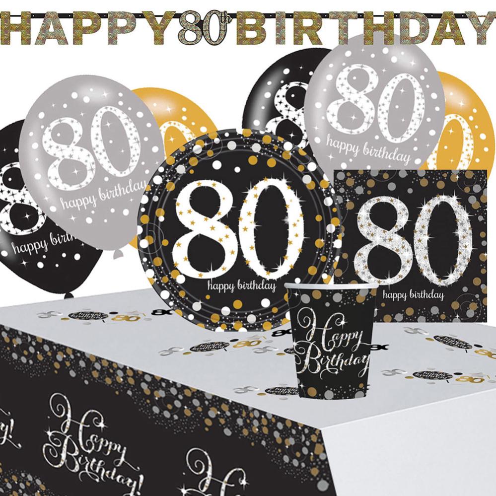 80-vuotisjuhlat Sparkling Celebration Kit 8 hengelle - Partyhalli.fi