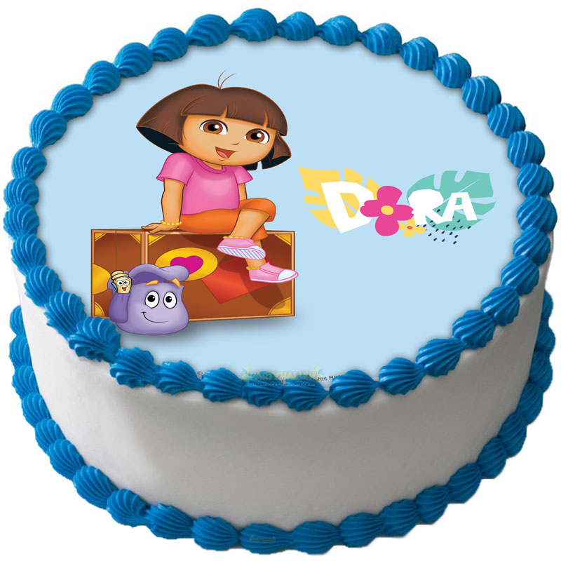 Seikkailija Dora Kakkukuva Sokerimassa C - Partyhalli.fi